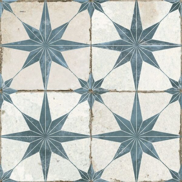 Vintage Industrial Fs Star Blue 450 x 450mm - Stoketiles