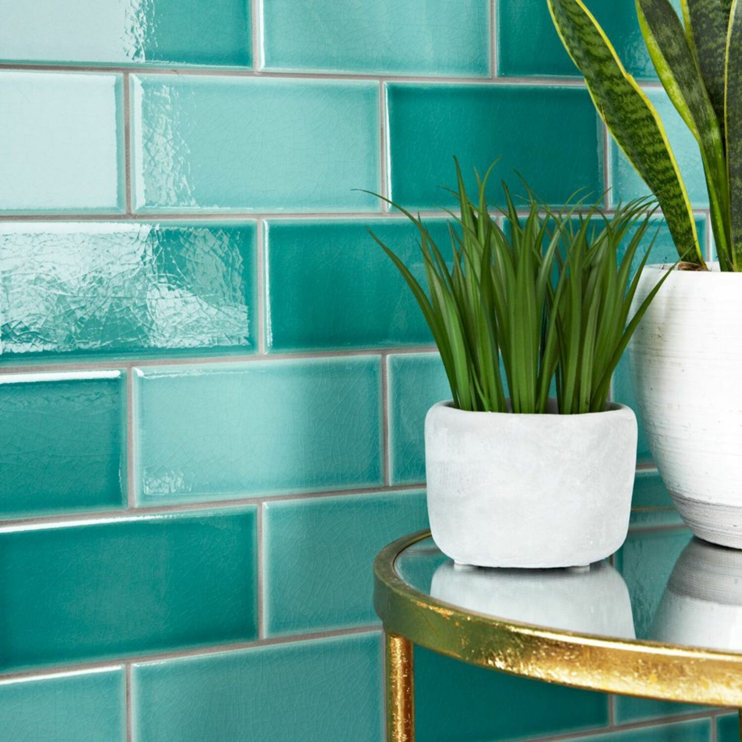 Liso Craquele (Flat) Verde Mar 150 x 75mm - Stoketiles