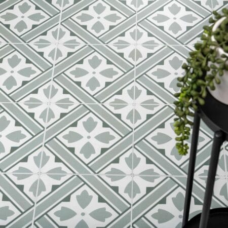 Patterned Tulip Sage Green 450x450mm - Patterned Tile - Floor Tile - Stoketiles