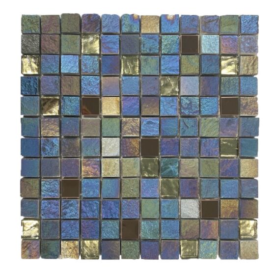 Iridescent Glass/Stone/Metal Mix 23x23mm - Stoketiles